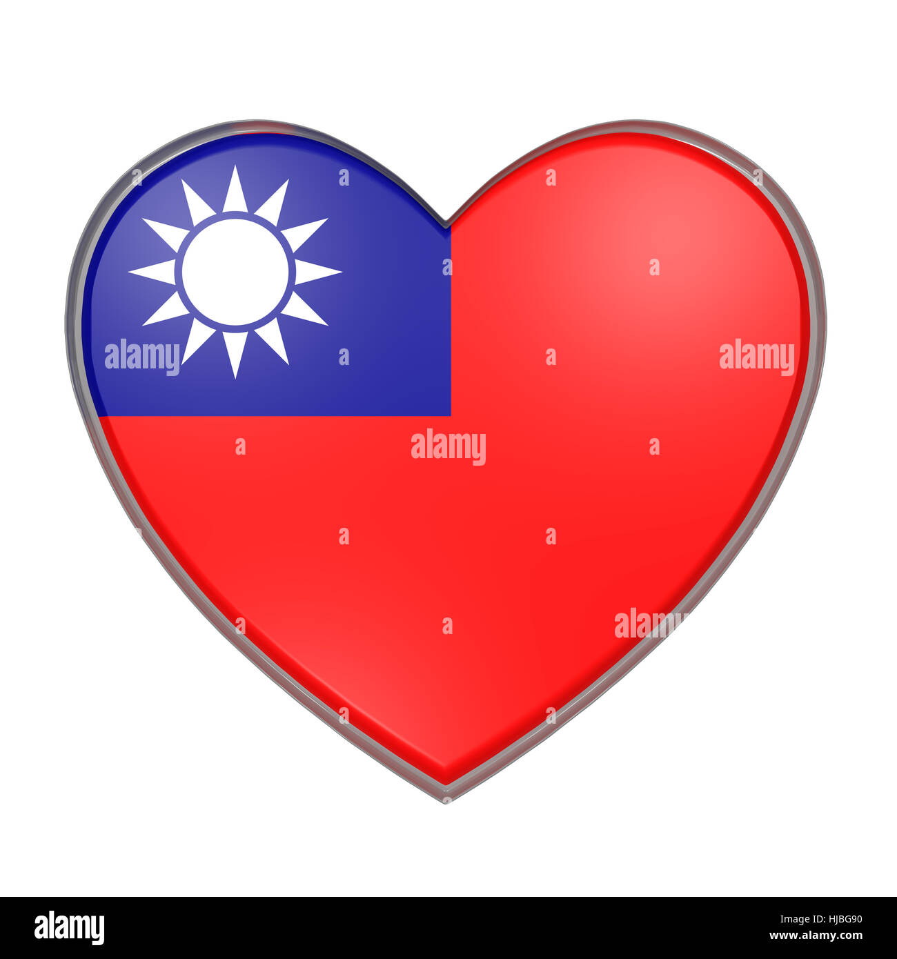 3d rendering of a Taiwan flag on a heart. White background Stock Photo ...