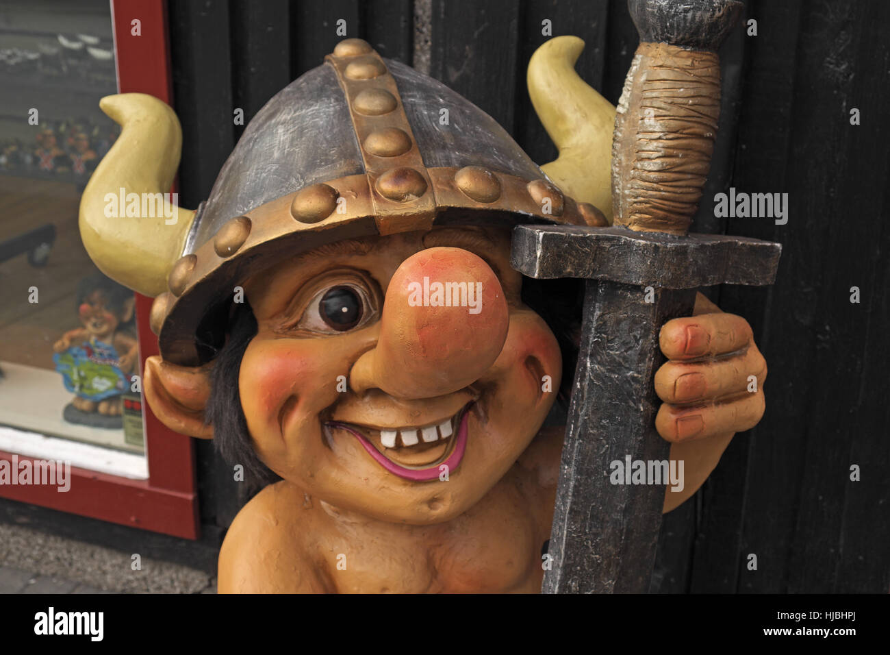A "Happy Viking" outside a shop, central Reykjavik, Iceland Stock Photo ...