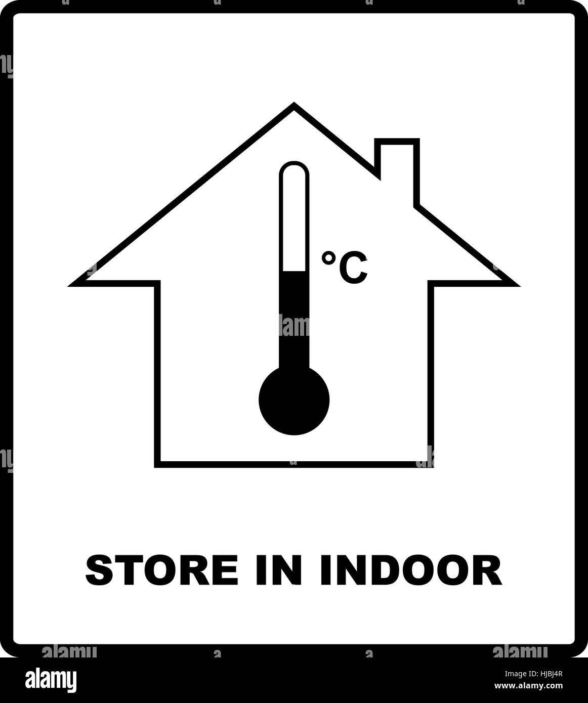 Store in indoor. Temperature sign. Cargo shipping banner for box ...