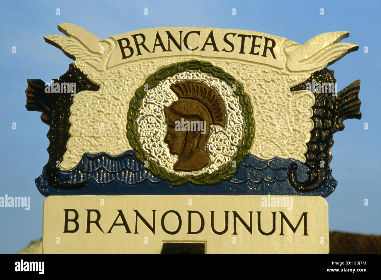 Town sign, Brancaster, Norfolk, England Stock Photo - Alamy