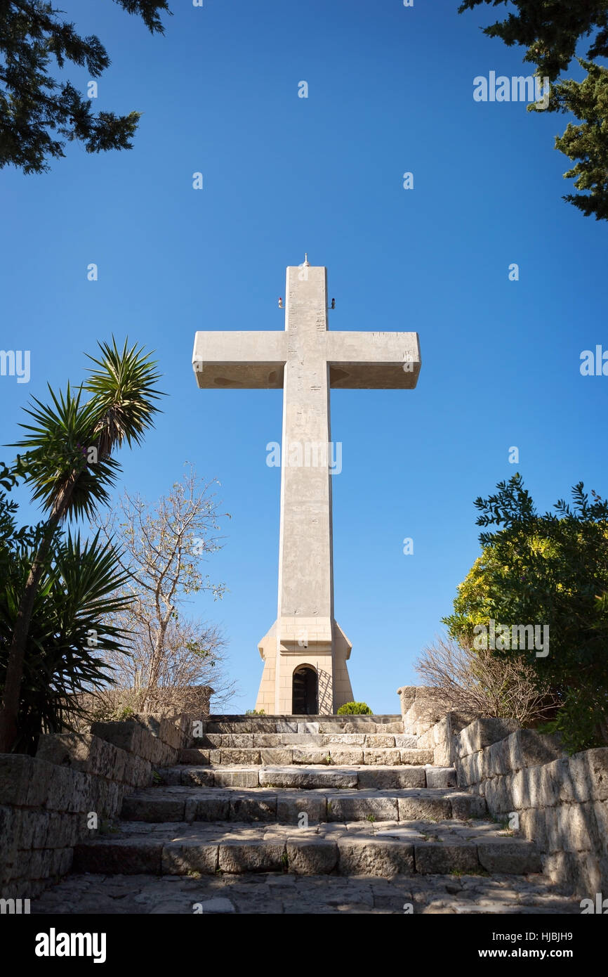 Big Cross at Mount Filerimos on the Island of Rhodes, Greece Stock ...