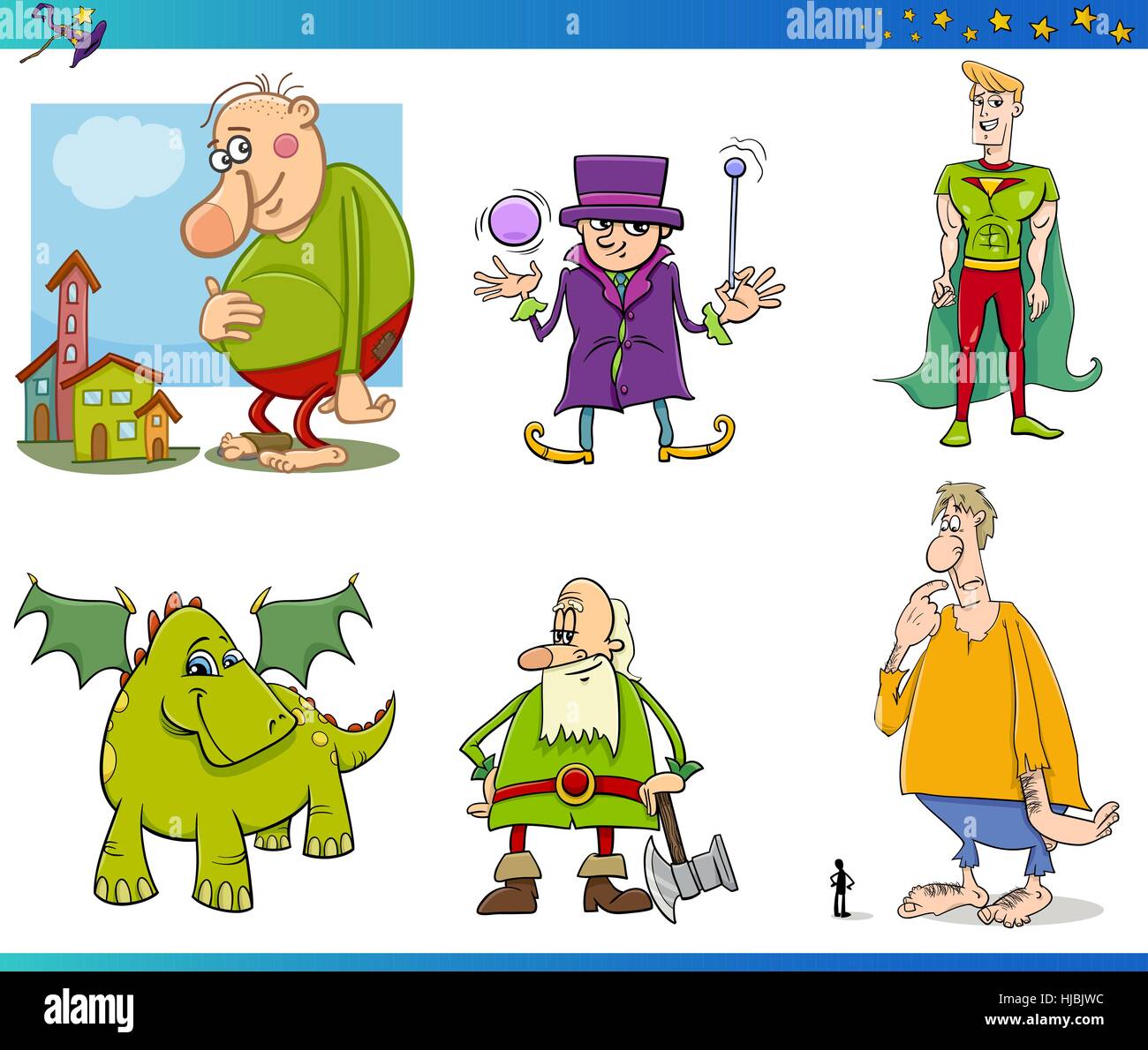 Cartoon Illustrations of Fantasy or Fairy Tale Characters Set Stock ...