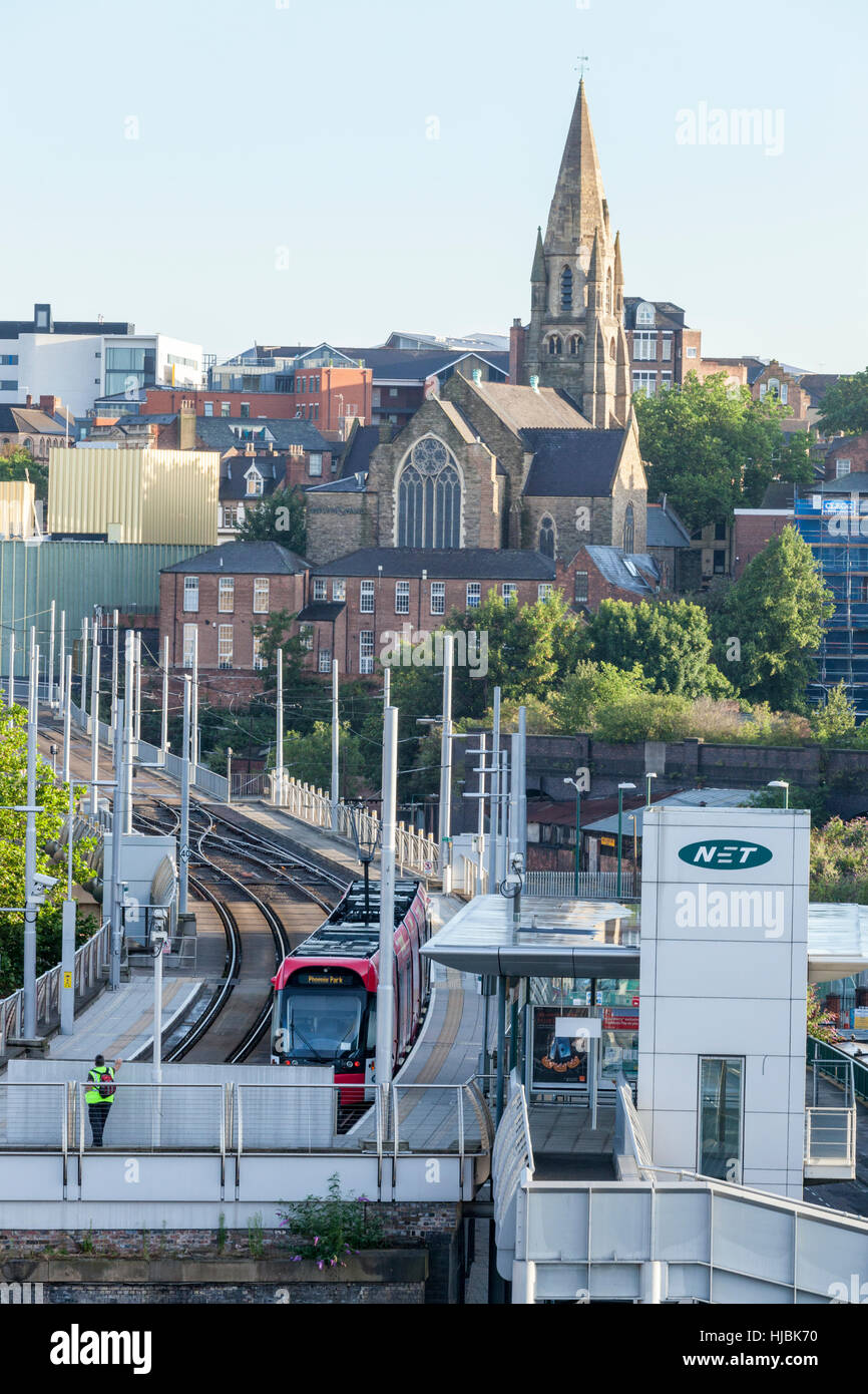 Nottingham Express Transit (NET) tram at the Station Street terminus ...