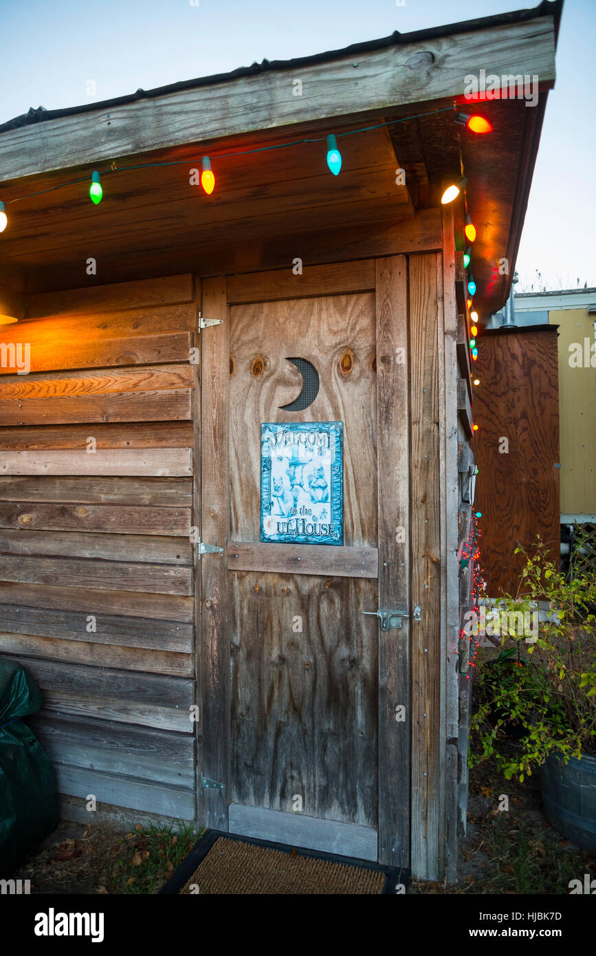 Christmas decorated outhouse in rural North Florida Stock Photo - Alamy