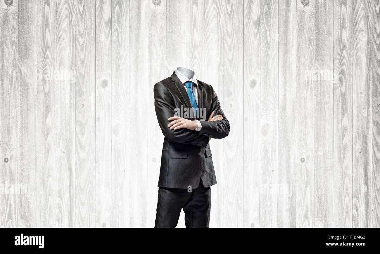 Businessman without head Stock Photo - Alamy