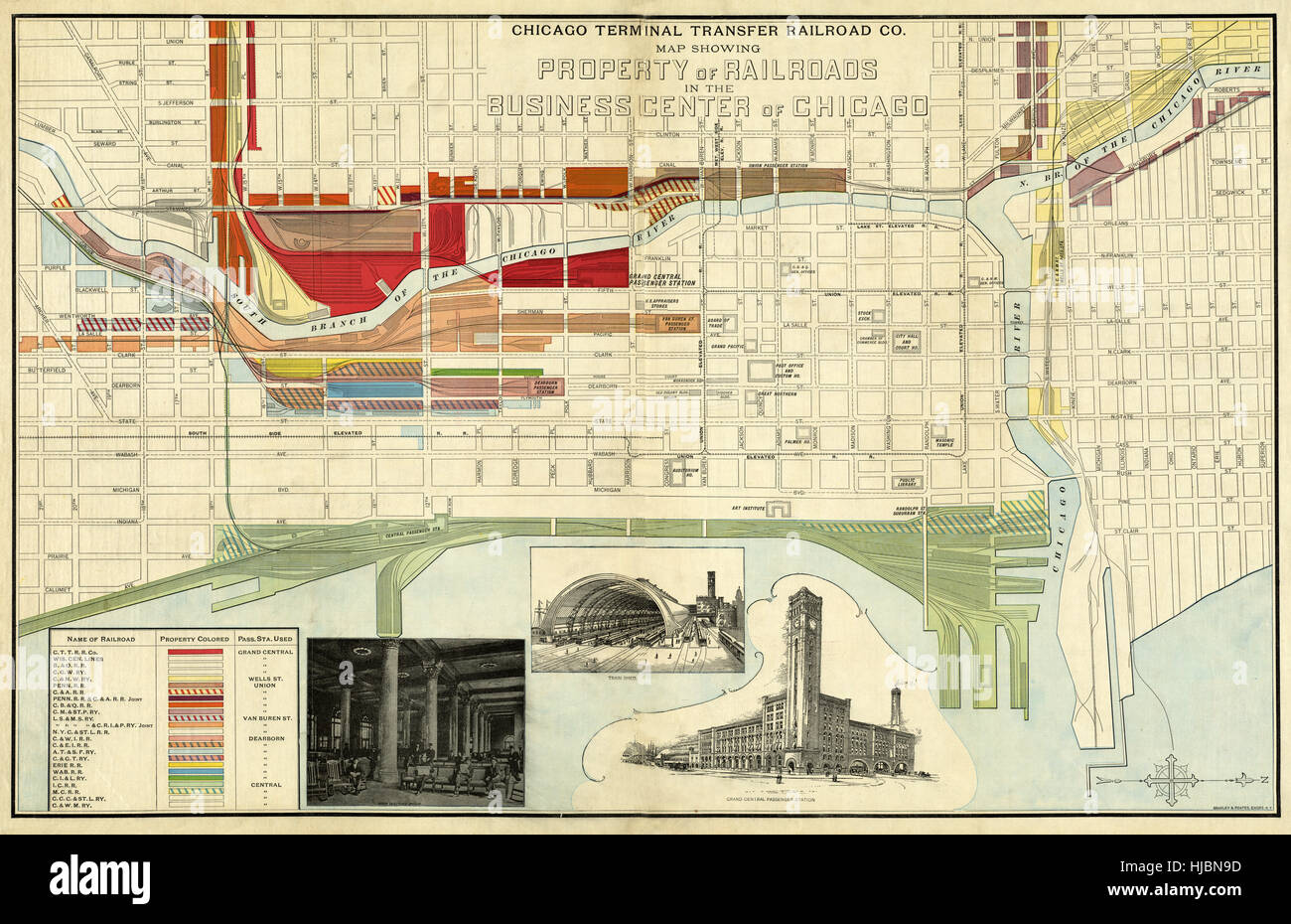 Chicago Railroad Map 1898 Stock Photo - Alamy