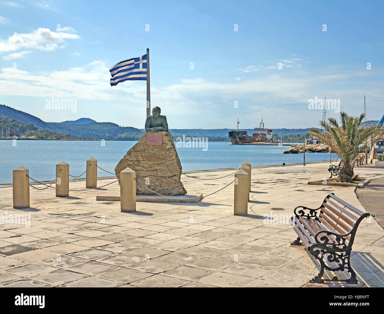The statue of Nikos Kavvadias in Argostoli, Kefalonia, Greece Stock ...
