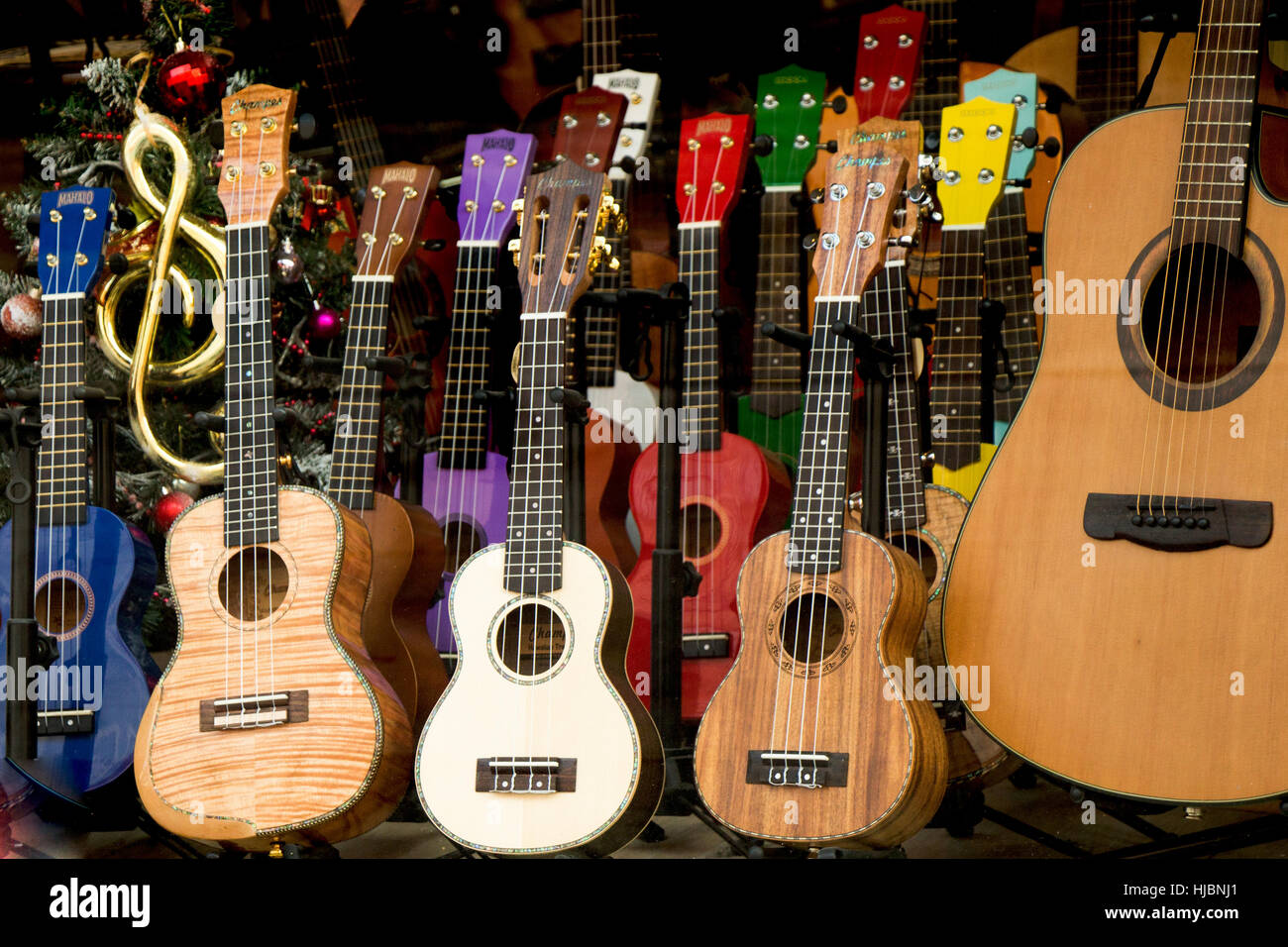 Set of Colorful classical guitar models in view Stock Photo - Alamy