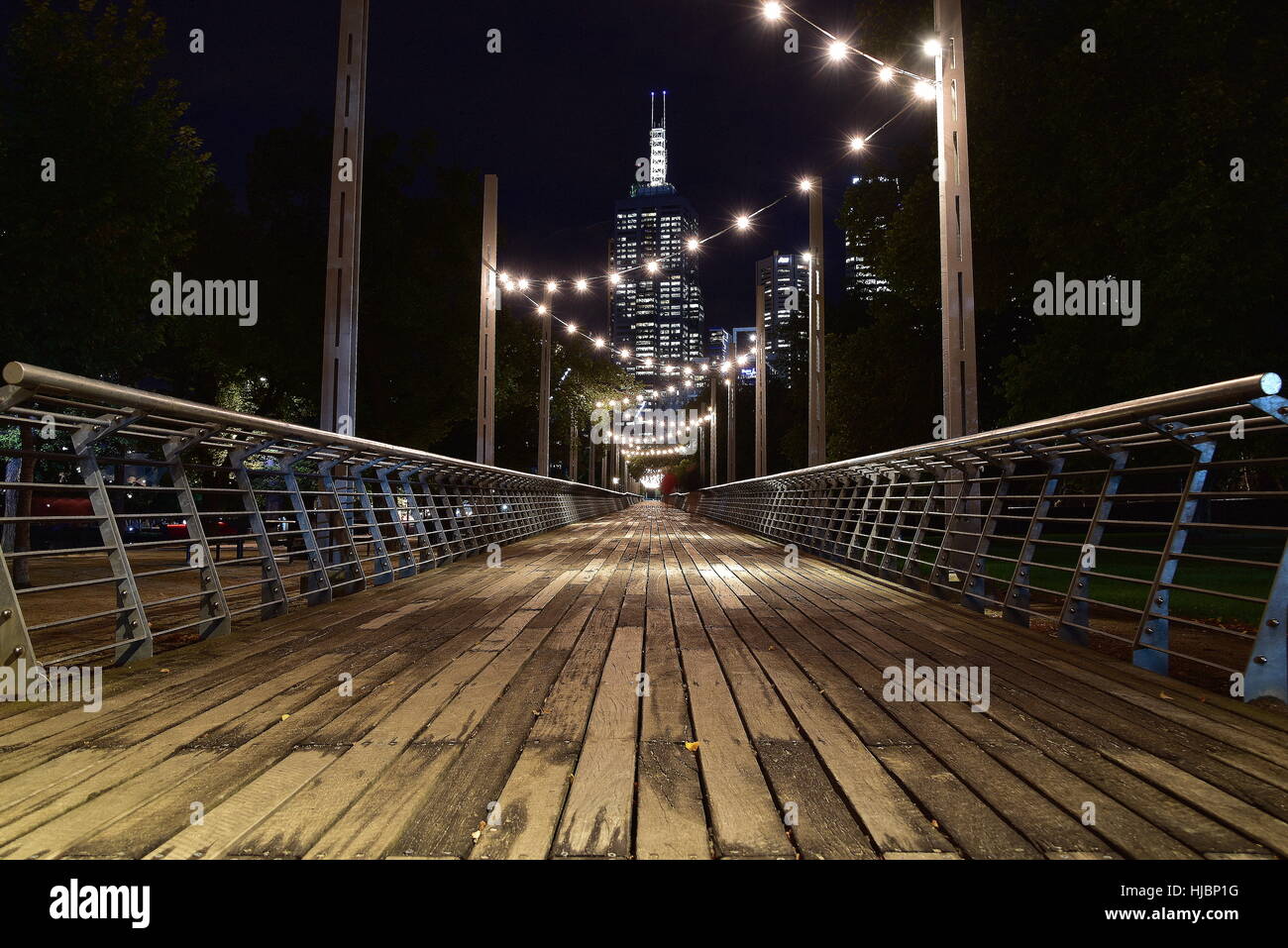 The Birrarung Marr Bridge at Night Stock Photo - Alamy