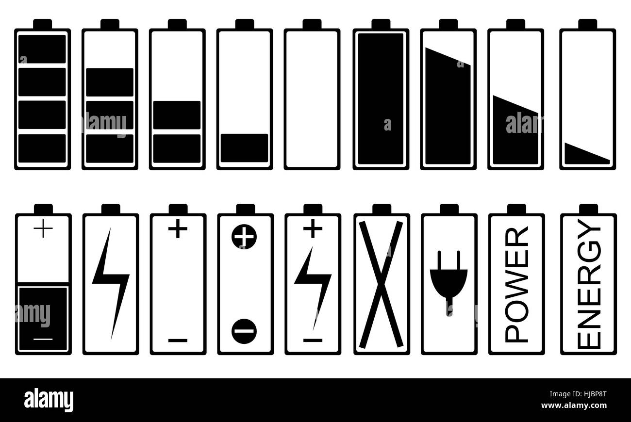 Battery voltage sign Black and White Stock Photos & Images - Alamy