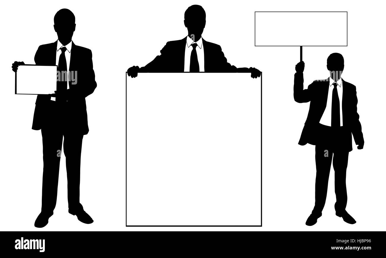 set of business men holding signs isolated Stock Photo - Alamy