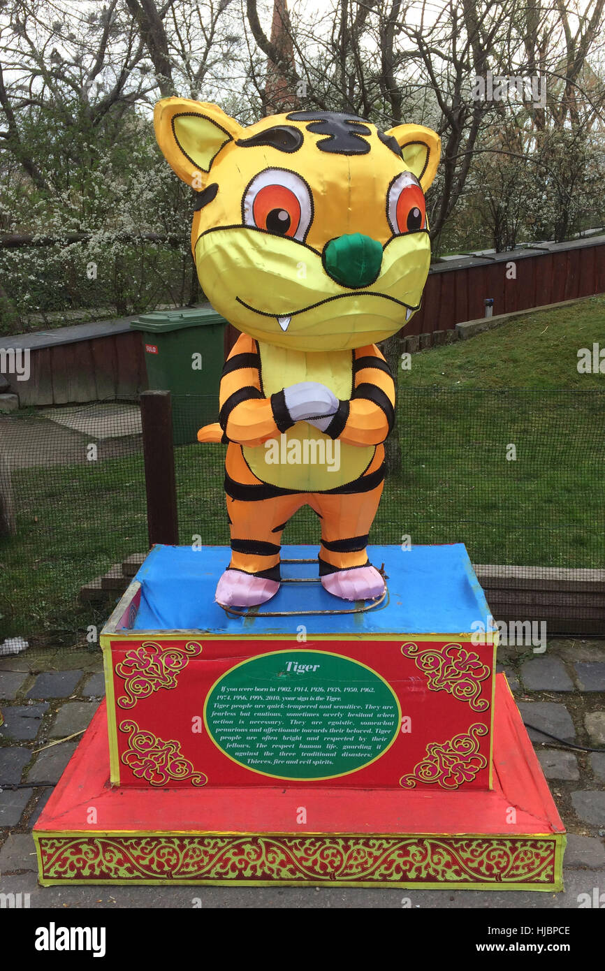 Textile figure of the Tiger symbolized one of the signs of the Chinese ...