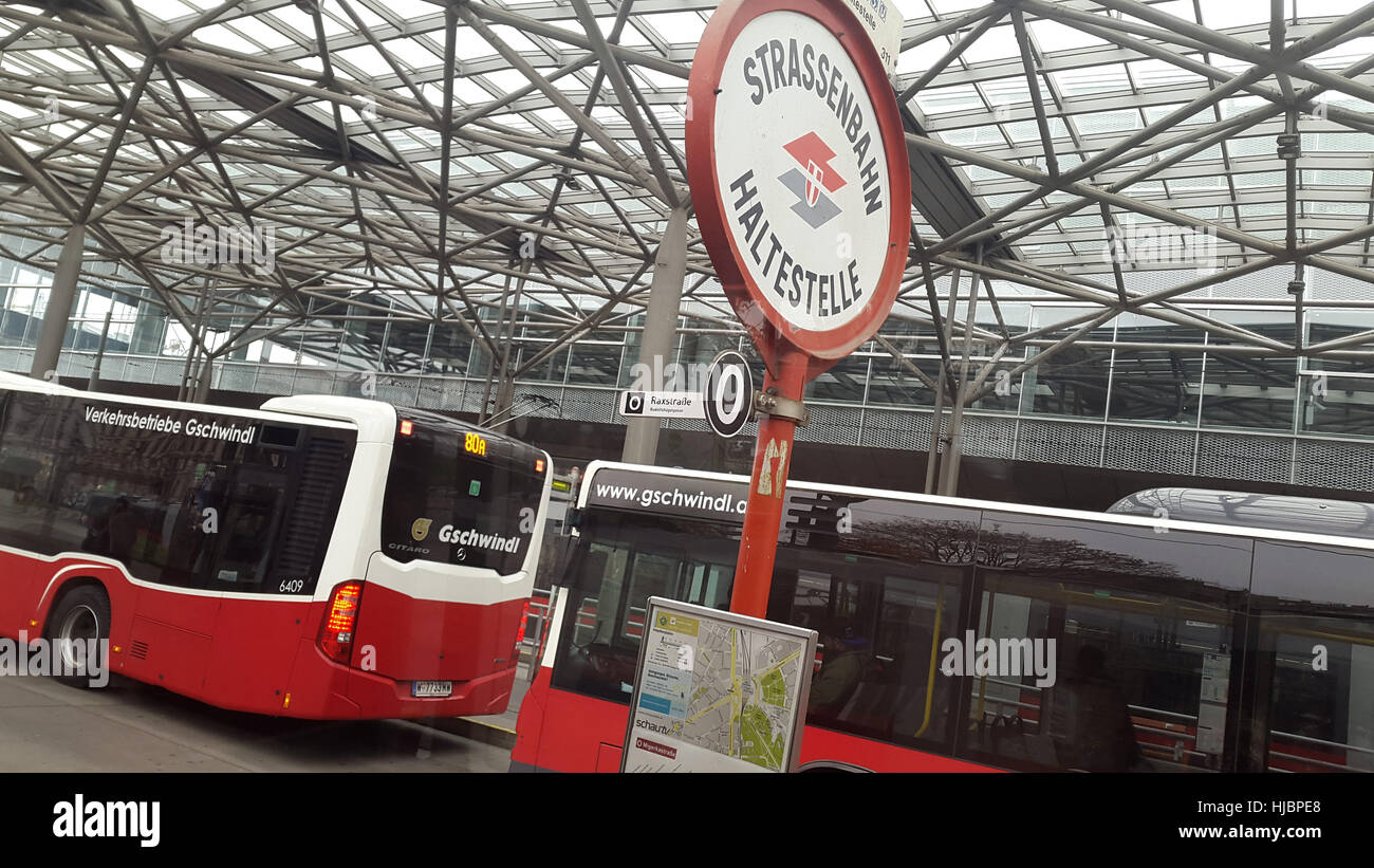 Bus stop next to the Praterstern Station in Vienna, Austria Stock Photo ...