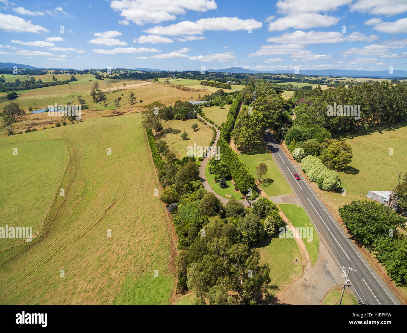 Rural road aerial trees hi-res stock photography and images - Alamy
