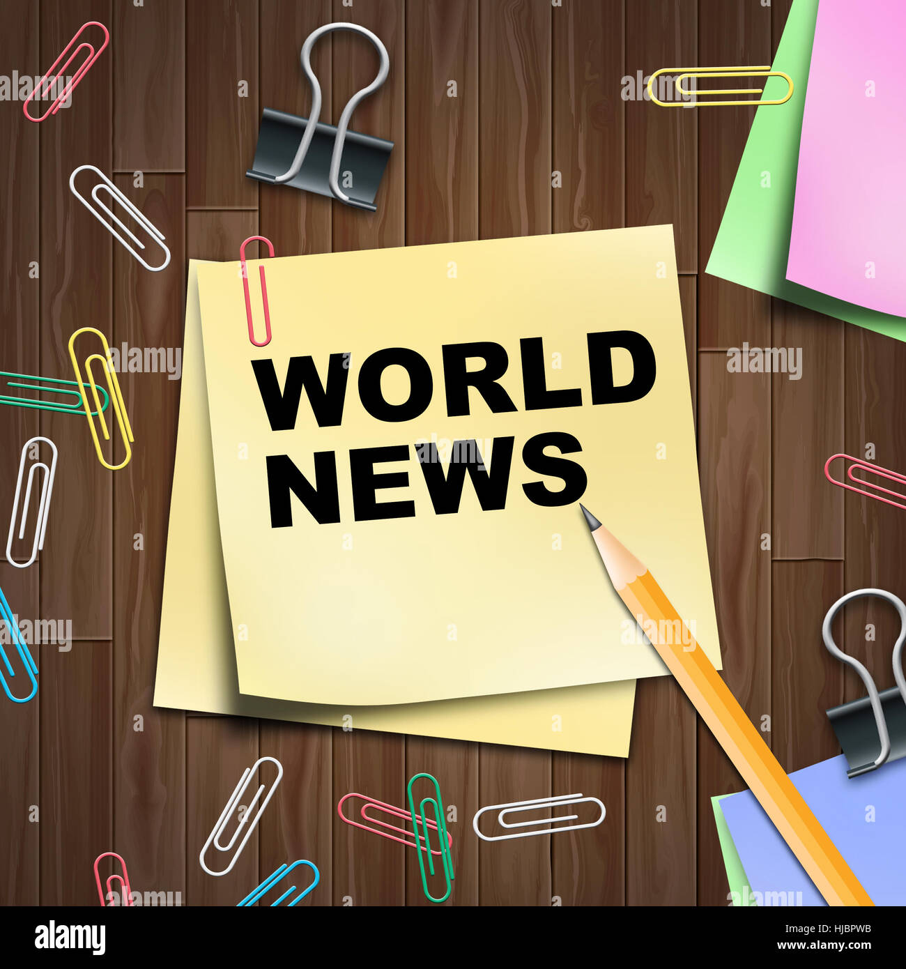 World News Notepad Indicating Global Newsletter 3d Illustration Stock ...