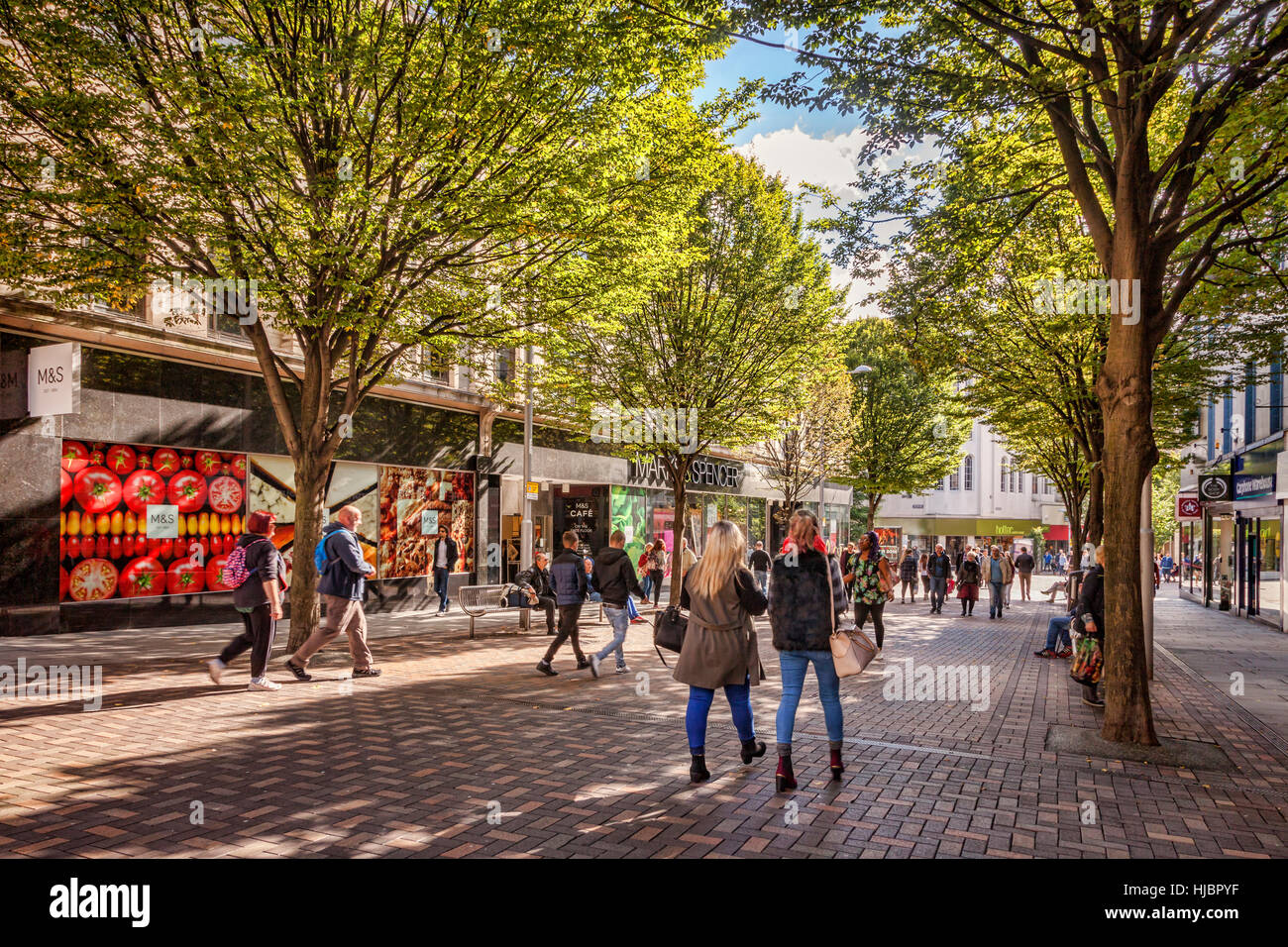 People shopping in Albert Street, Nottingham, England, UK Stock Photo ...