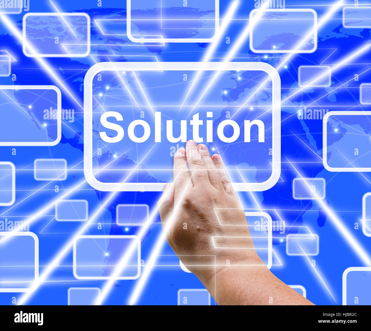 Solution Button Being Pressed Showing Success And Strategies 3d ...