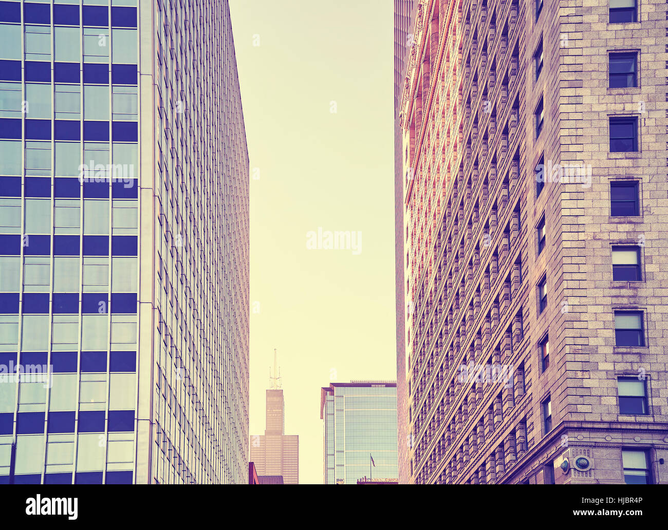 Color toned skyscrapers in Chicago downtown, USA Stock Photo - Alamy