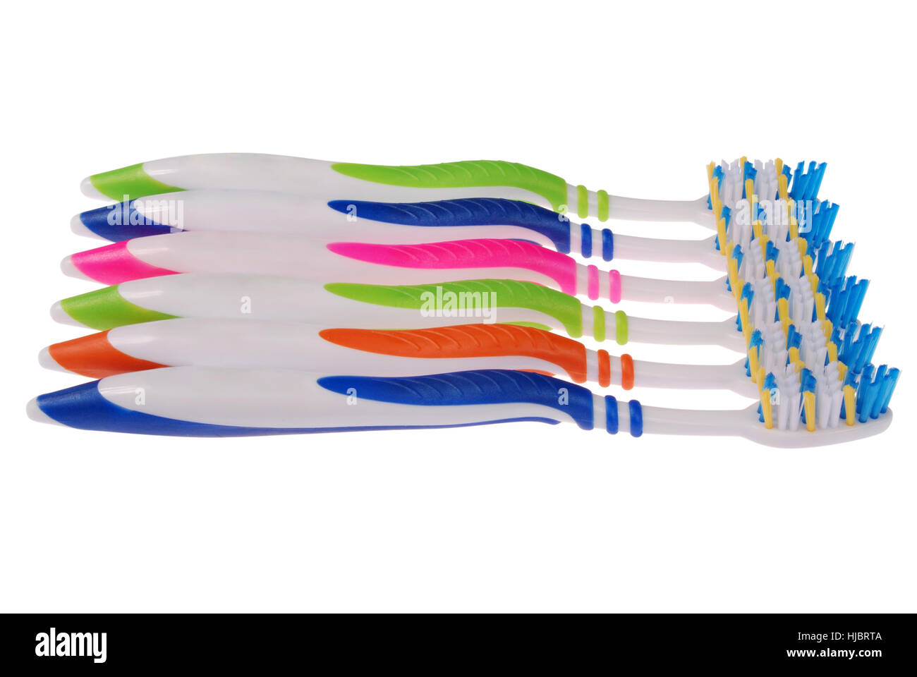 Colored toothbrushes. Isolated on white background. Clipping path ...