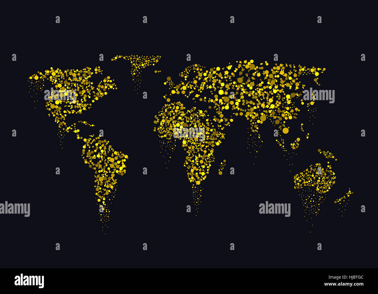 Golden sparkles World map. Abstract earth illustration Stock Photo - Alamy