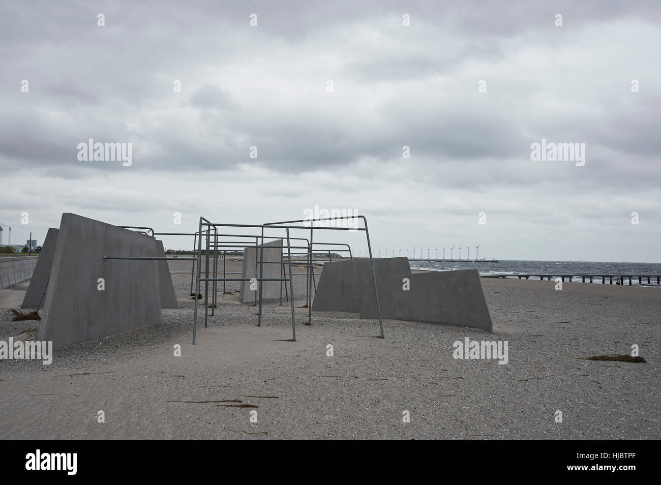 Fitness structures on Amager Strandpark Beach, Amager, Copenhagen ...