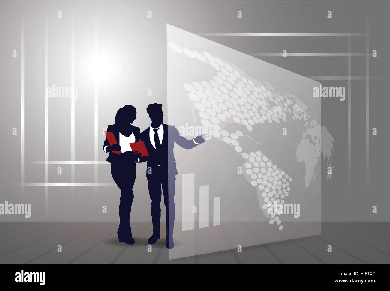 Silhouette Businesspeople Group Business Man And Woman Sketch Abstract