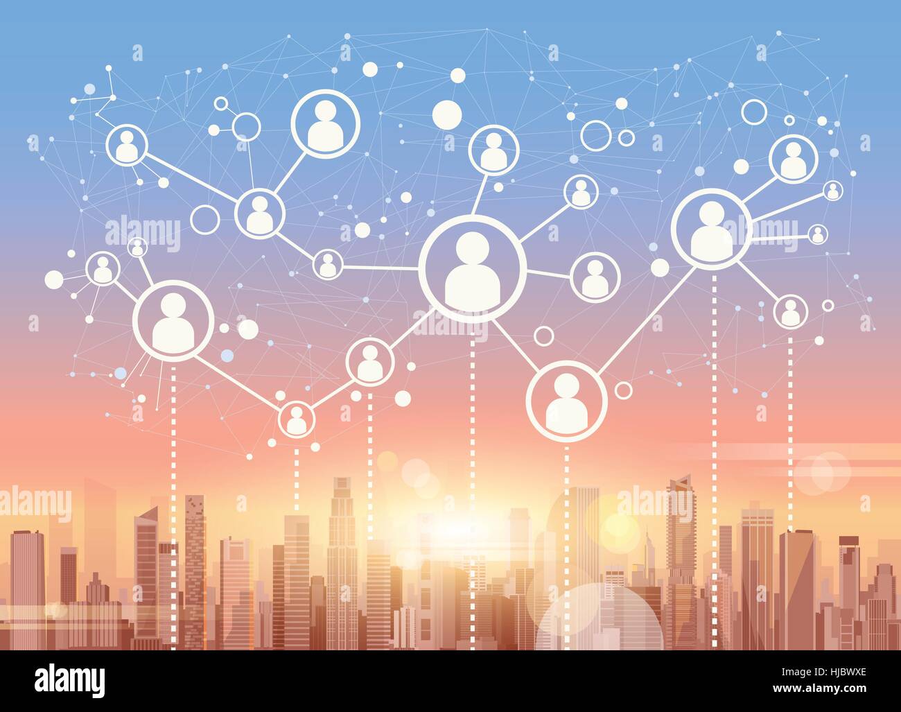 Social Media Communication Internet Network Connection City Skyscraper ...