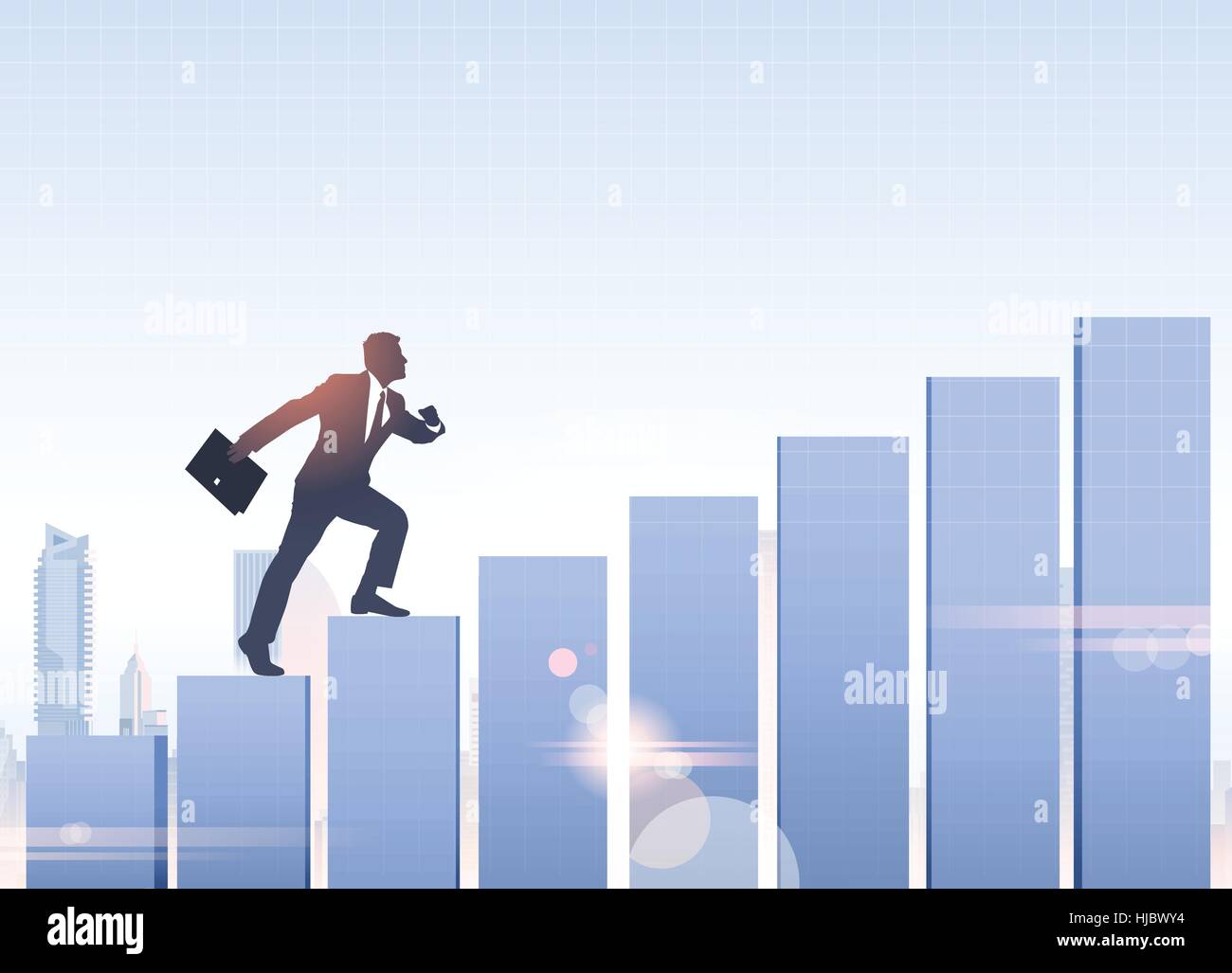 Man climbing bar chart hi-res stock photography and images - Alamy