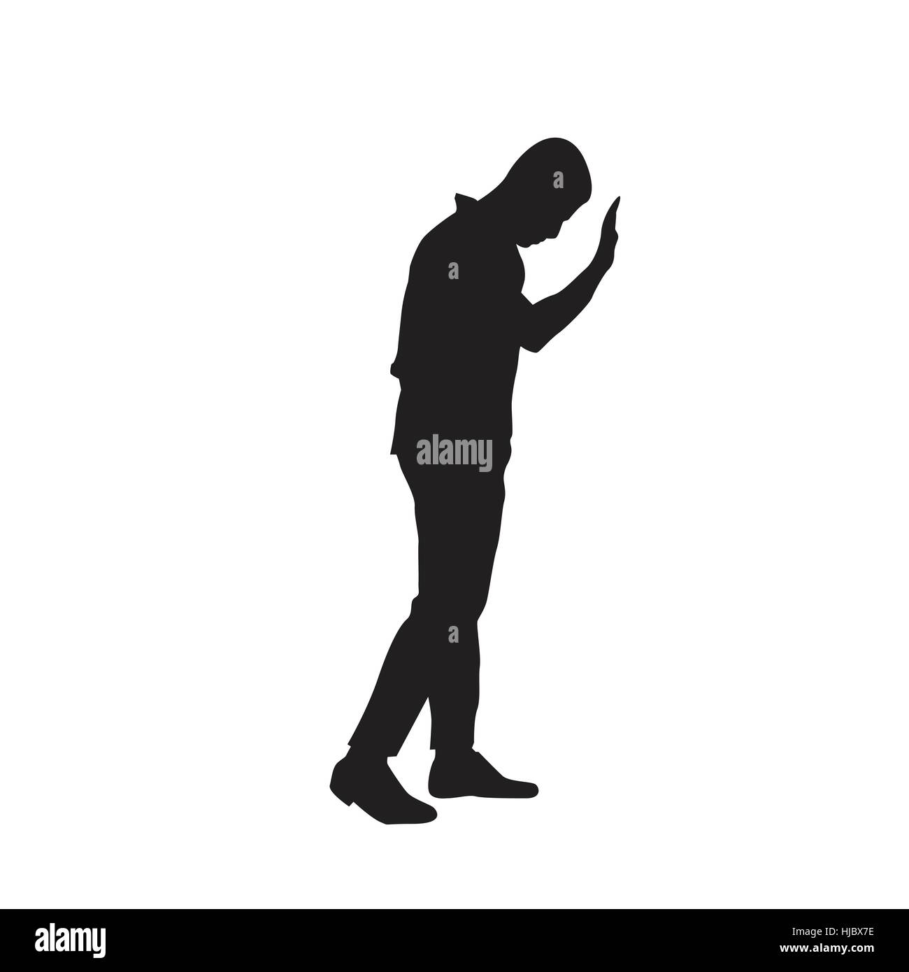 Business Man Black Silhouette Problem Concept Full Length Over White ...