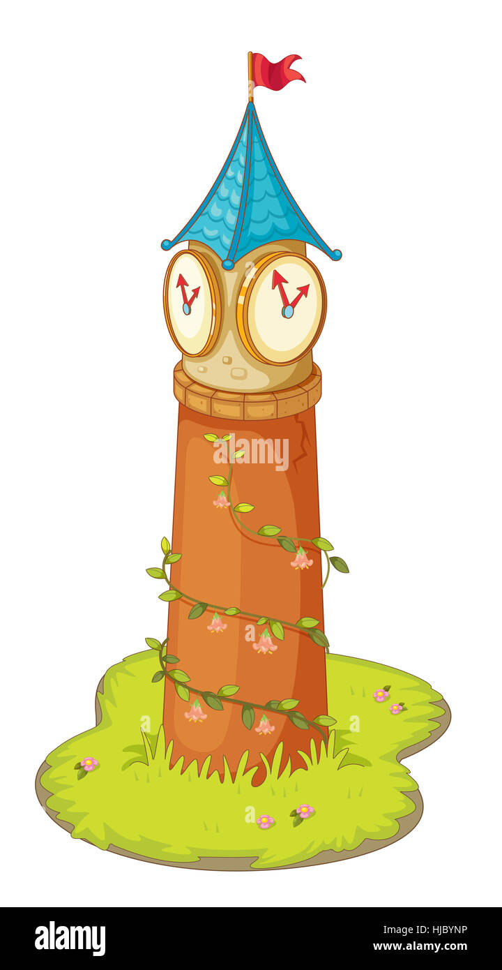 tower, object, isolated, clock, date, time, time indication ...