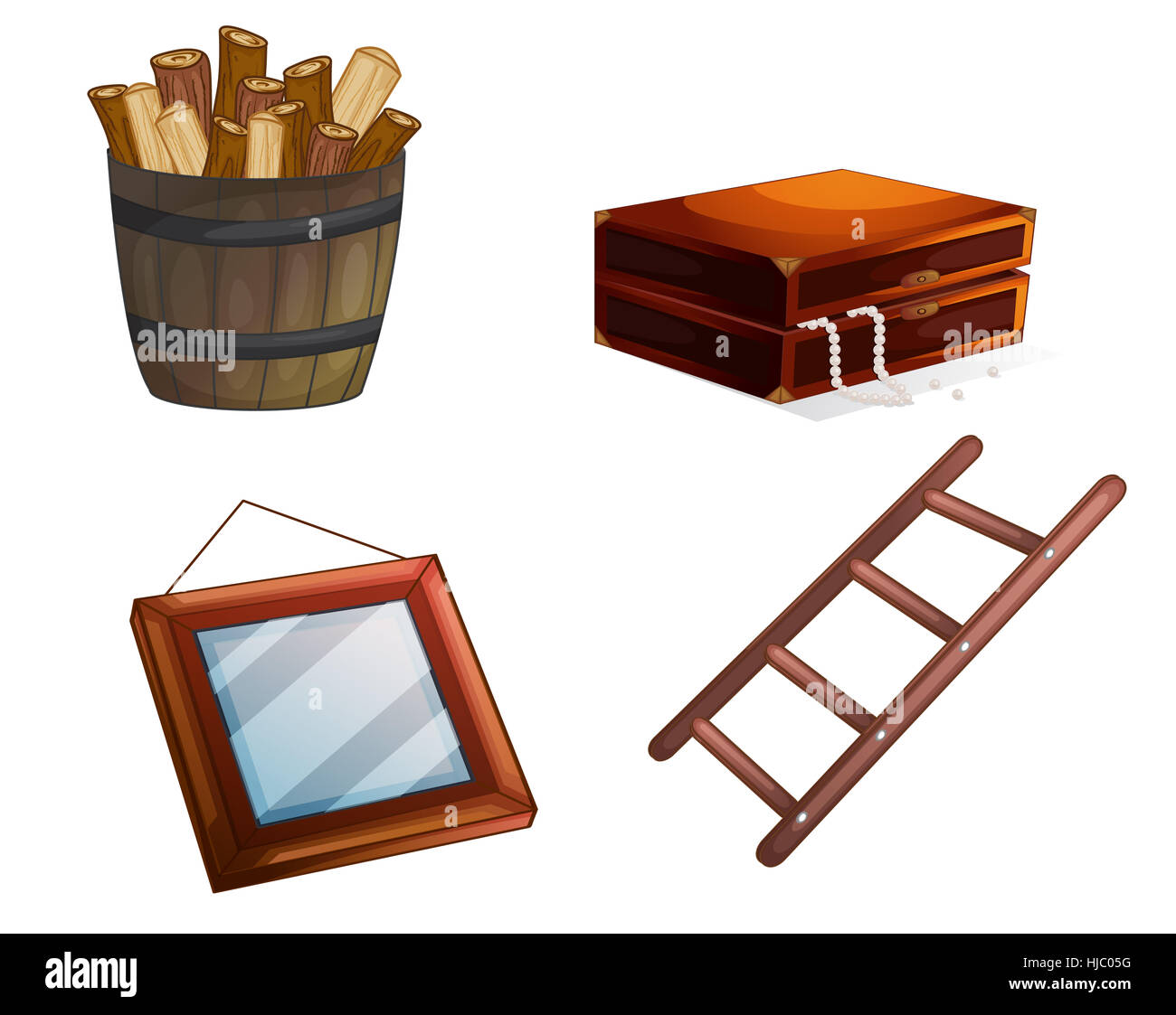 objects, graphic, wood, four, ornament, illustration, series, thread ...