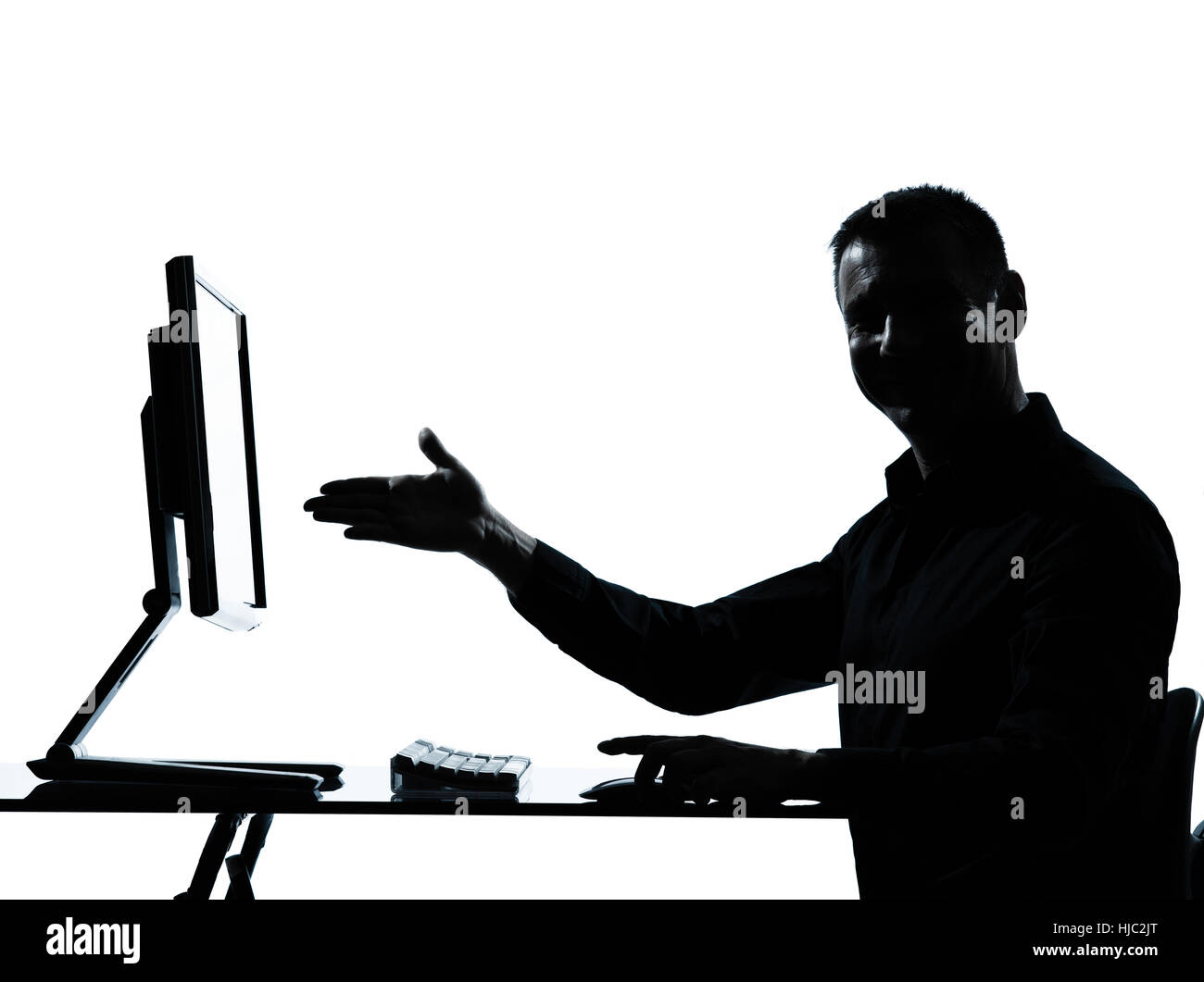 one caucasian business man showing gesture computer computing ... one caucasian business man showing gesture computer computing ...