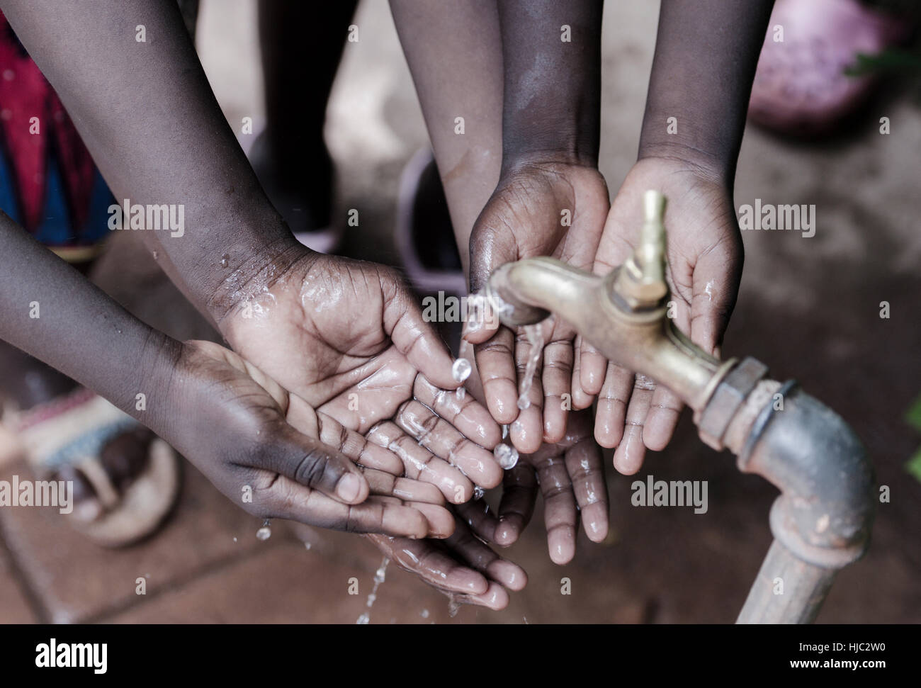 Clean Water Splashing Into African Child's Hands Life Metaphore Stock ...