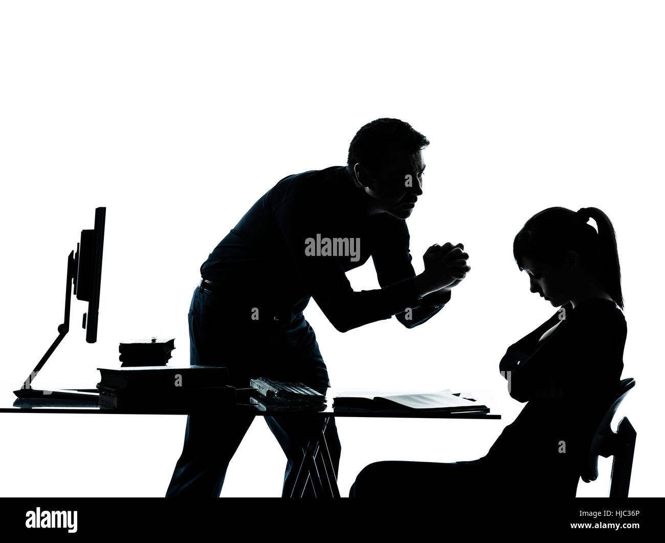 one man father professor and student teenager girl helping for homework ...