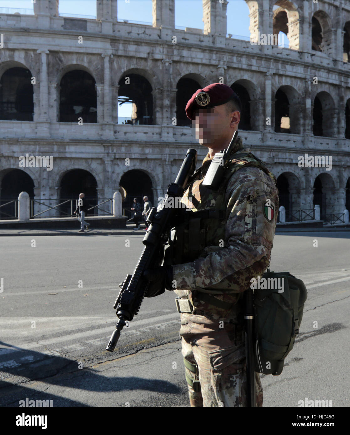 Security and new anti-terrorism measures at the Colosseum in Rome ...