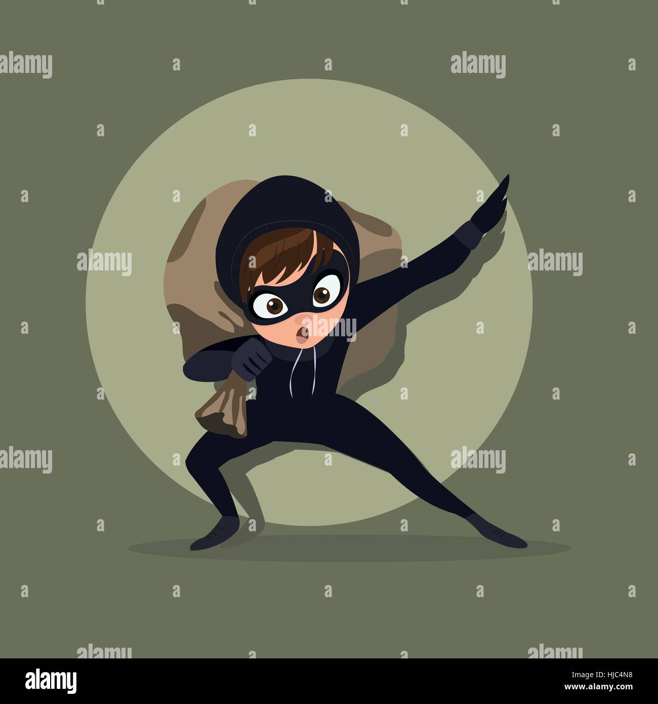 Scared thief in the spotlight Stock Vector Image & Art - Alamy