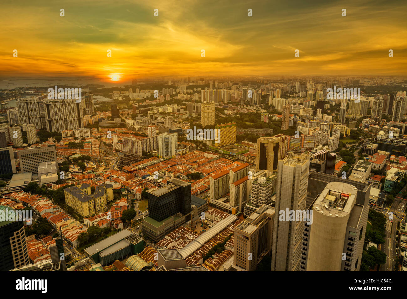 abstract sunset of cityscape with yellow light filter - can use to ...