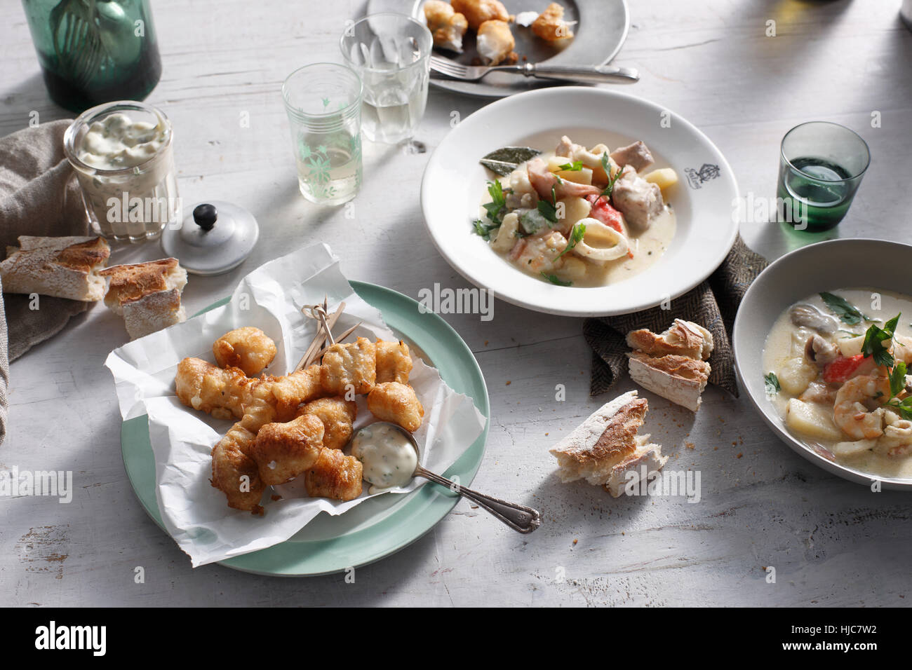 Bowl delicious seafood chowder hi-res stock photography and images - Alamy