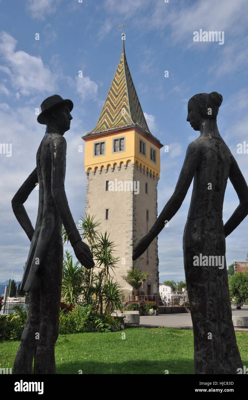 sculptures and mangturm in linau Stock Photo - Alamy