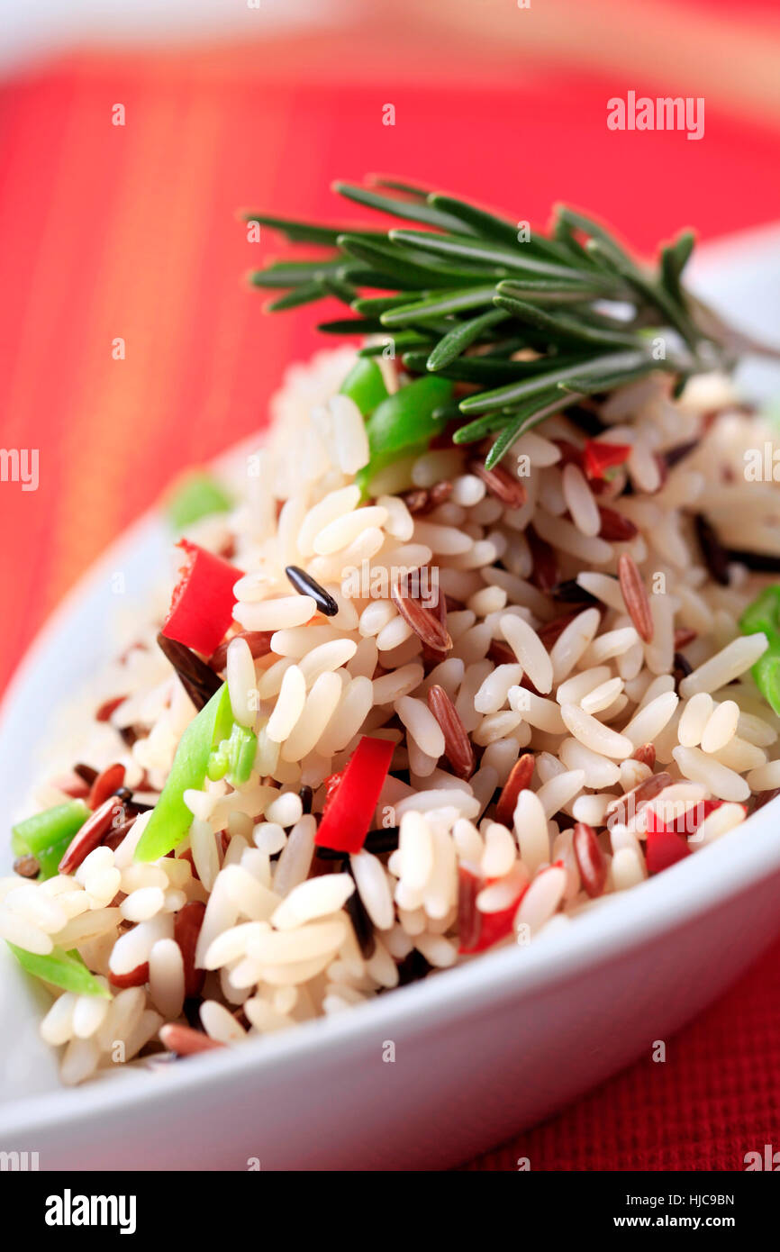 Bowl of mixed rice with vegetable - detail Stock Photo - Alamy