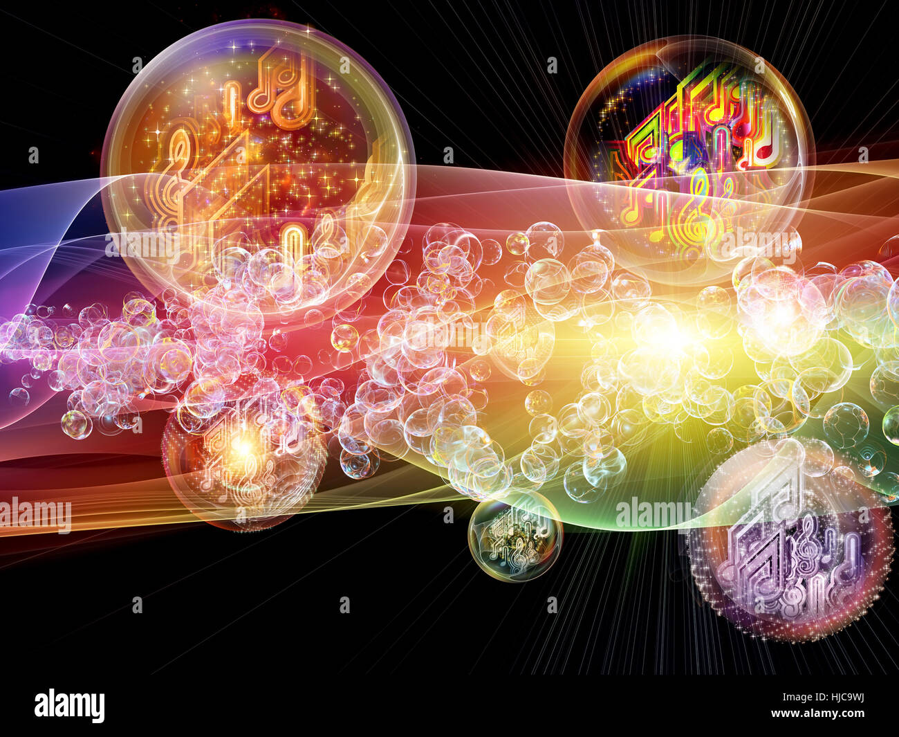 Bubble Symphony series. Interplay of musical notes, fractal spheres and ...