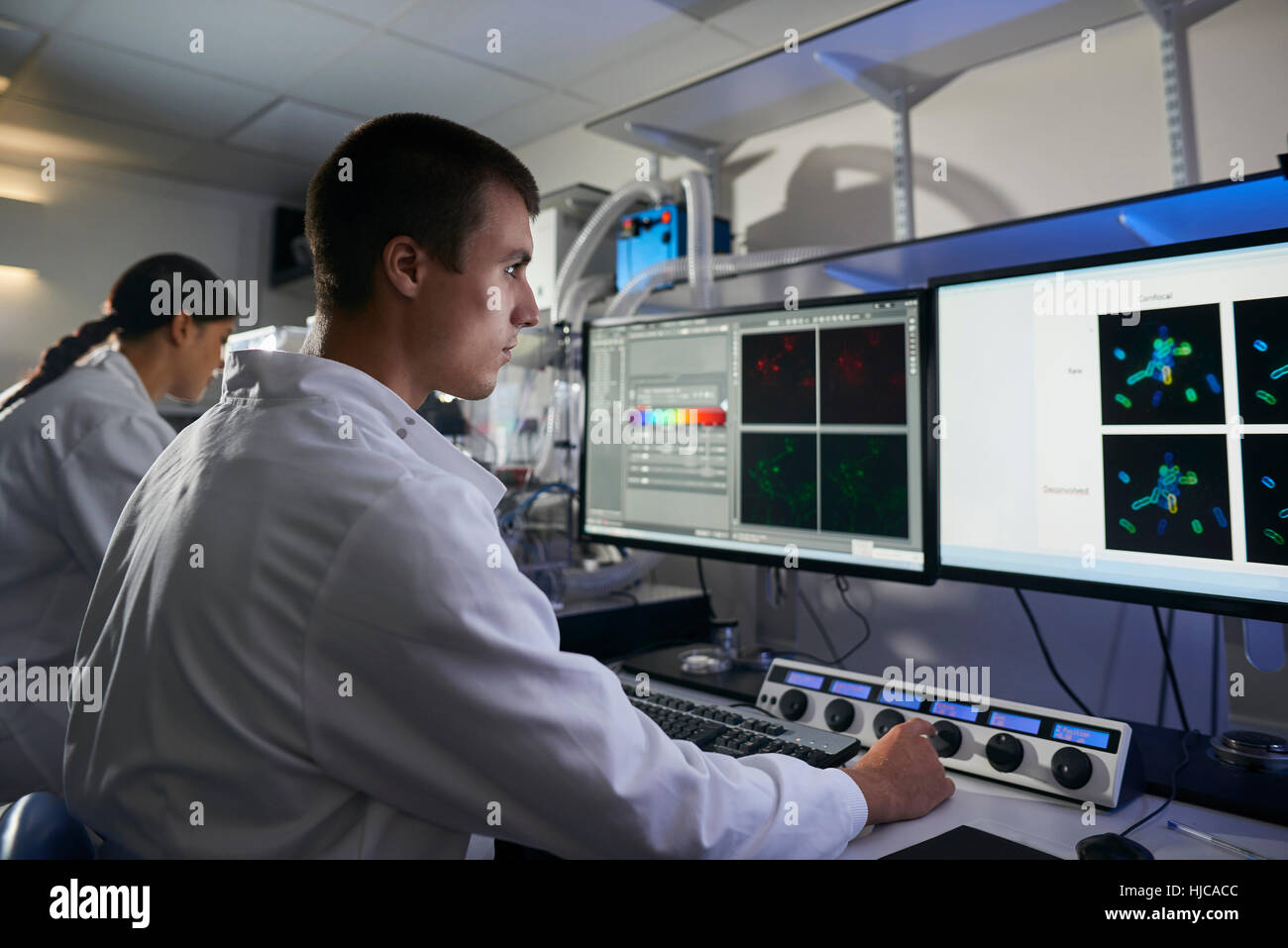 Scientists in laboratory using computer Stock Photo - Alamy
