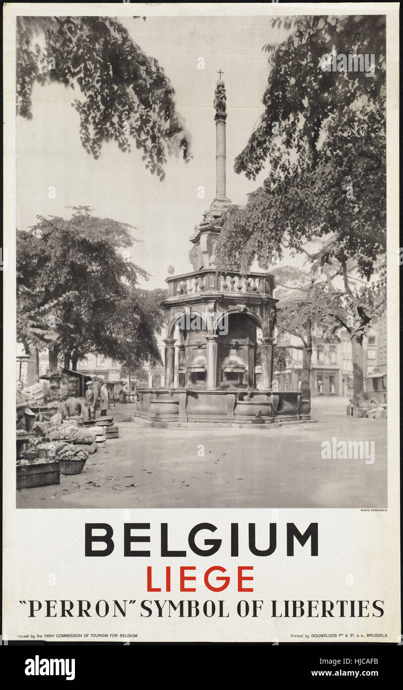 Belgium. Liege. - Vintage travel poster 1920s-1940s Stock Photo - Alamy