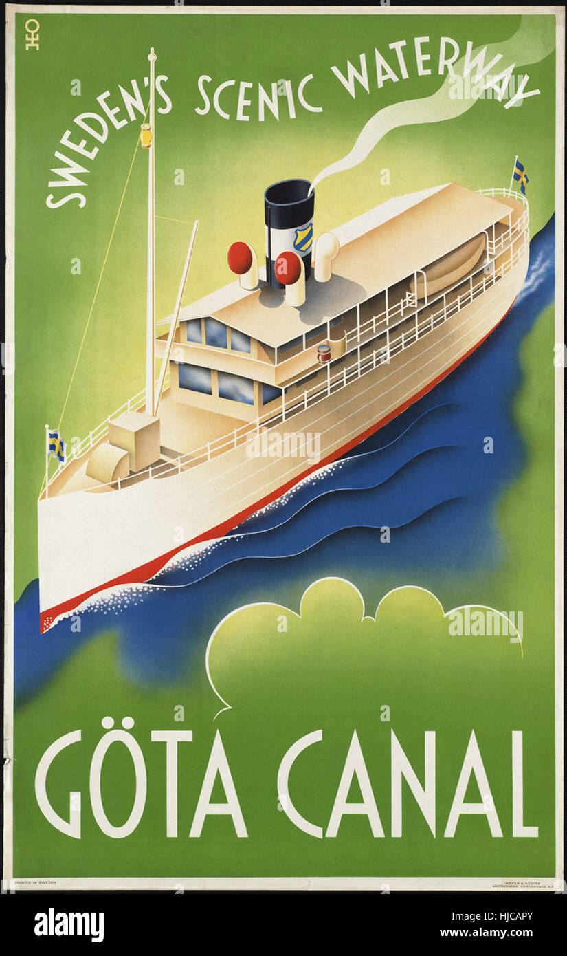 Gota Canal, Sweden's scenic waterway - Vintage travel poster 1920s ...