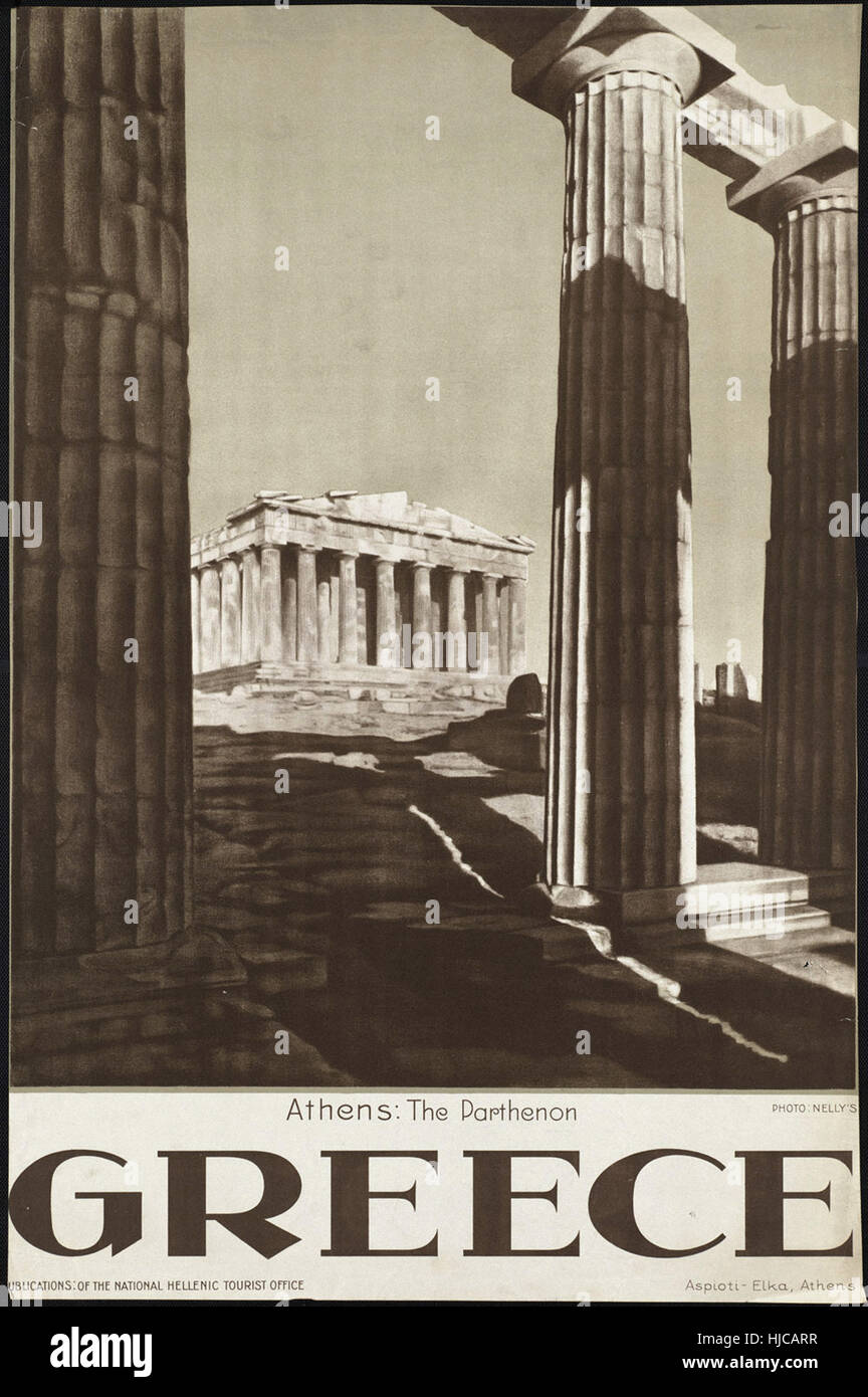 Greece. Athens the Parthenon - Vintage travel poster 1920s-1940s Stock ...