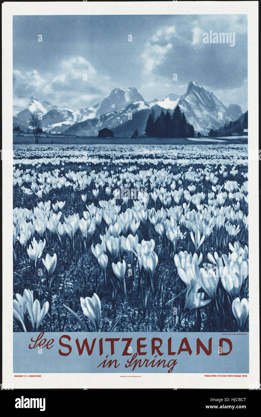 See Switzerland in spring - Vintage travel poster 1920s-1940s Stock ...