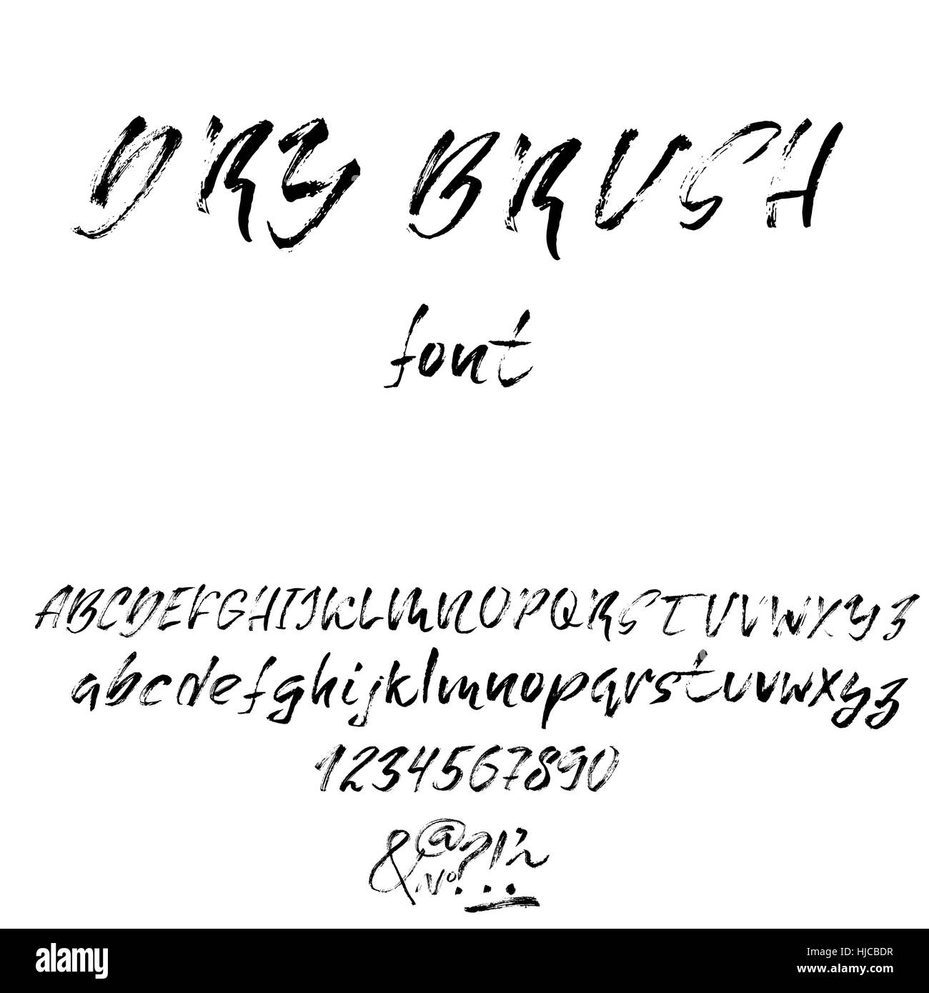 Hand drawn font made by dry brush strokes. Grunge style alphabet ...