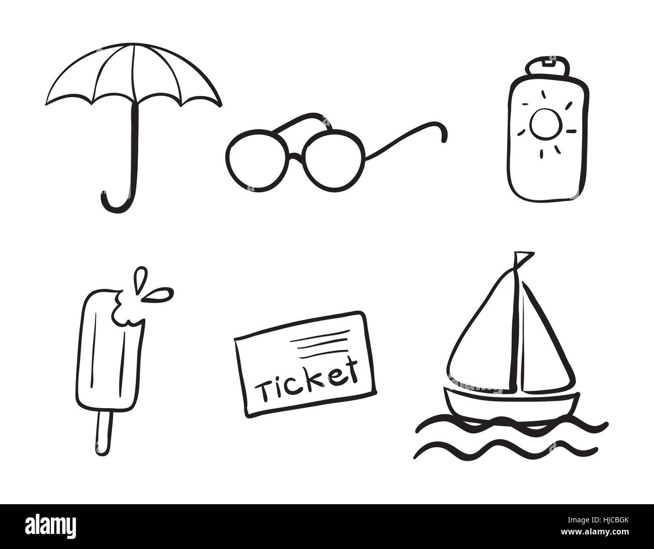 Detailed sketches various objects on hi-res stock photography and ...