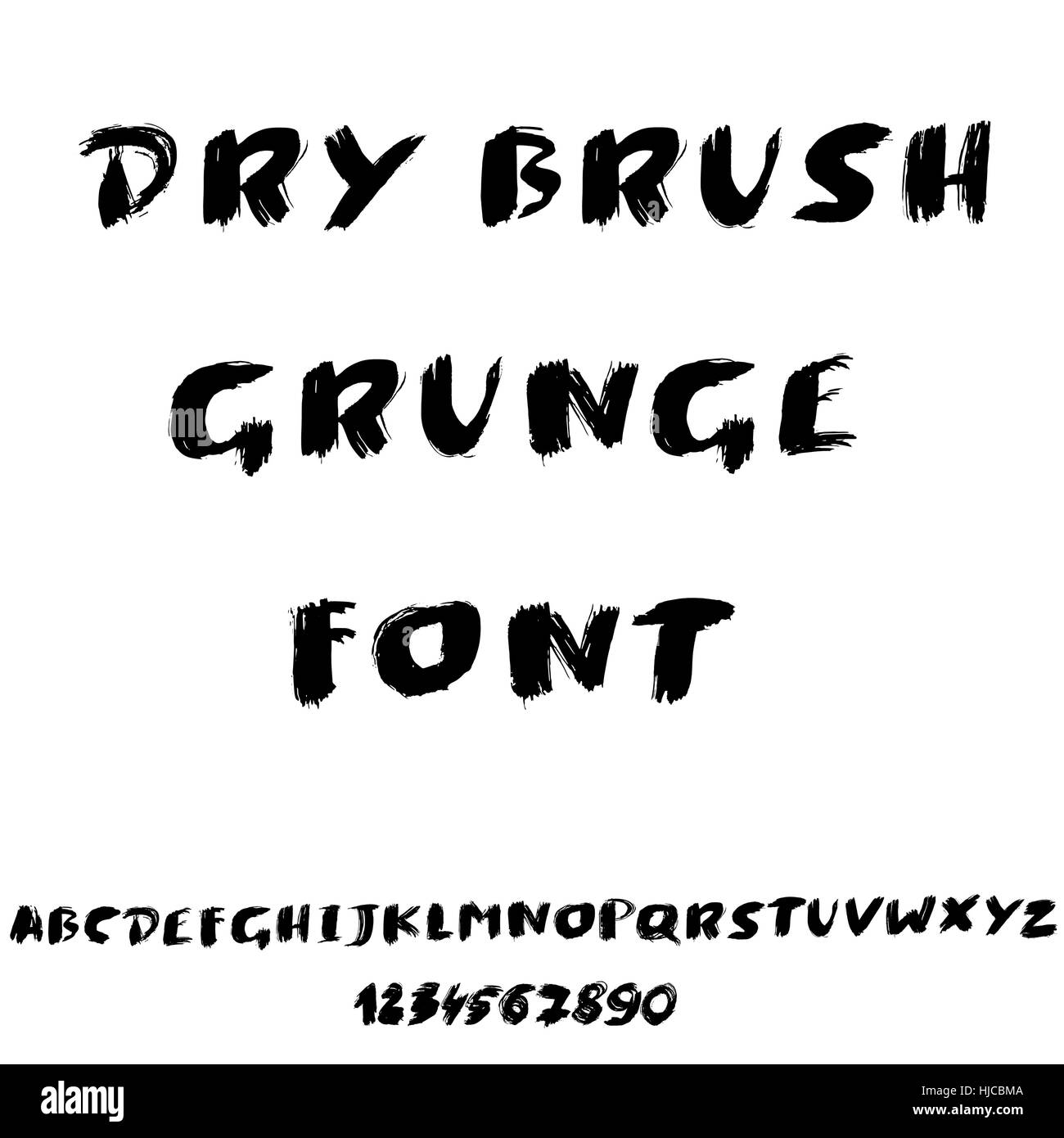 Hand drawn font made by dry brush strokes. Grunge style alphabet ...