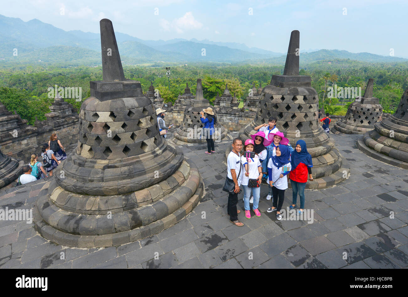 Yogyakarta, Java, Indonesia: Tourists visiting the Buddhist temple of ...